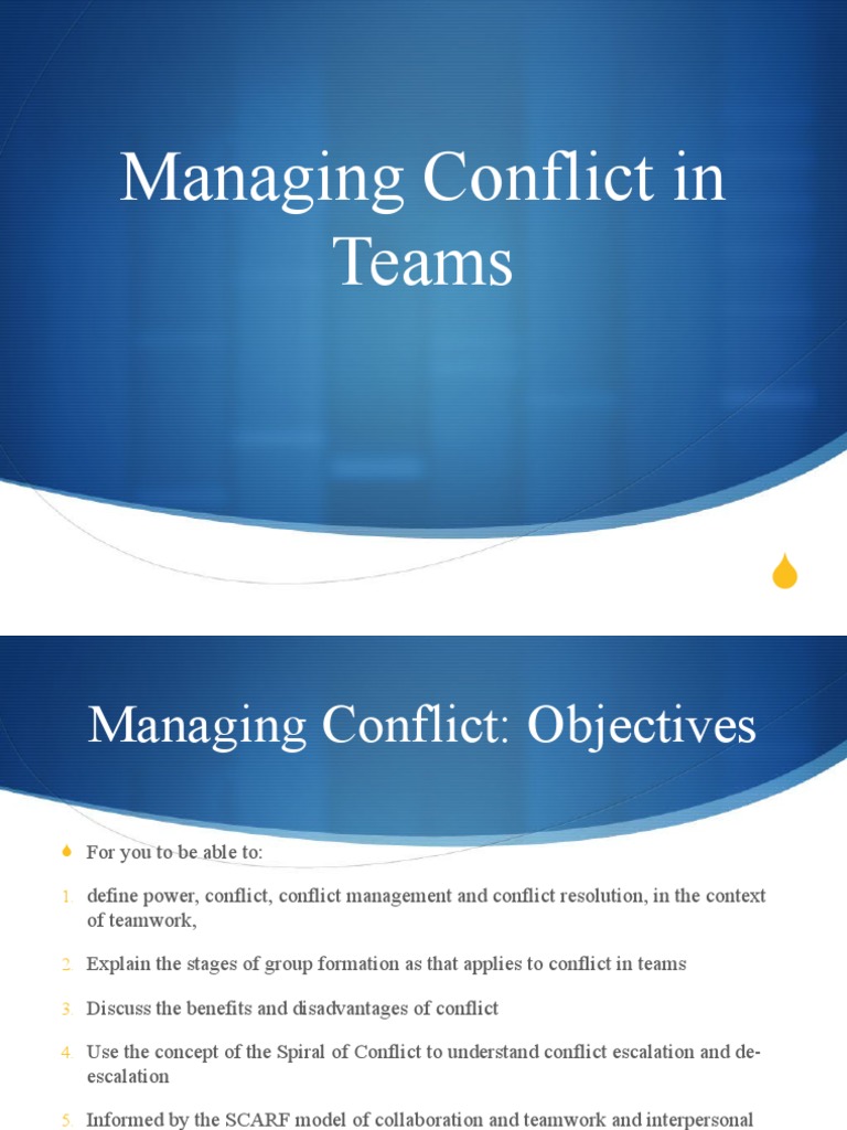 Managing Conflict in Teams | PDF | Cognition | Behavioural Sciences