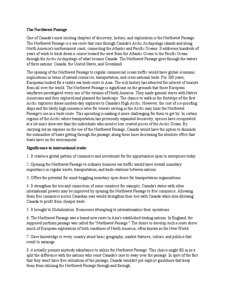 Understanding the Northwest Passage | PDF