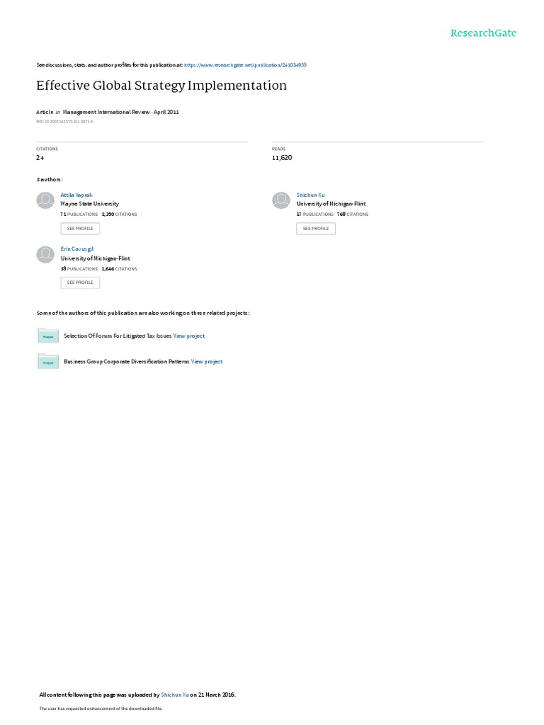 Effective Global Strategy Implementation | PDF | Strategic Management ...