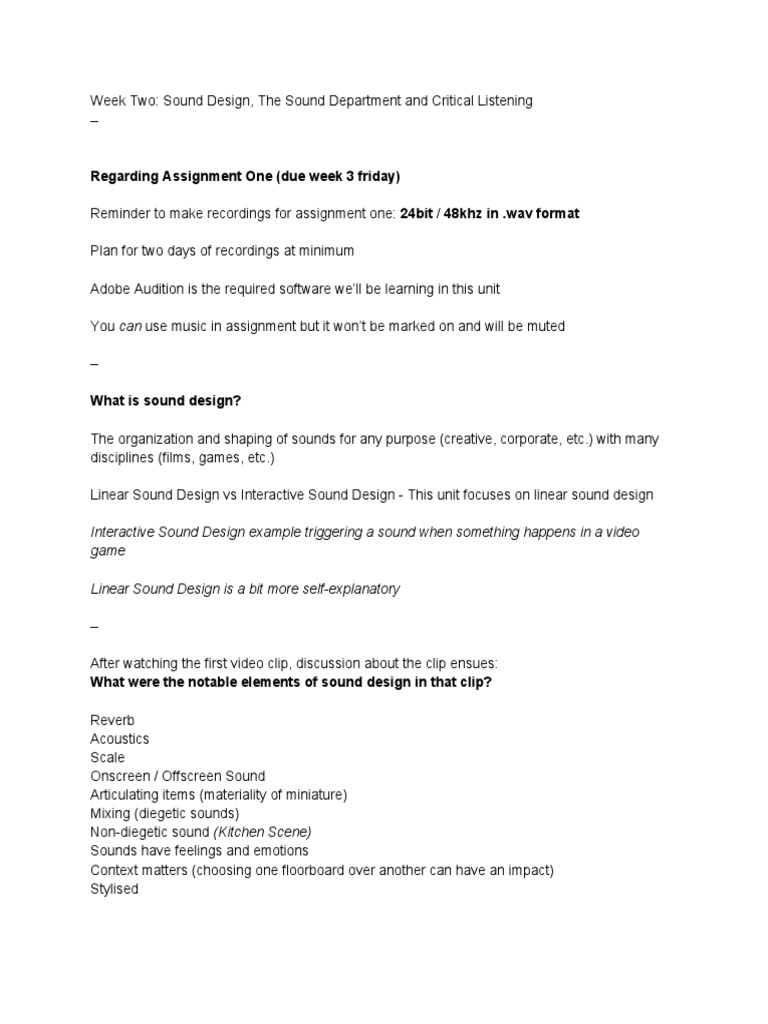 Week Two (Lab) Sound | PDF | Sound | Acoustics