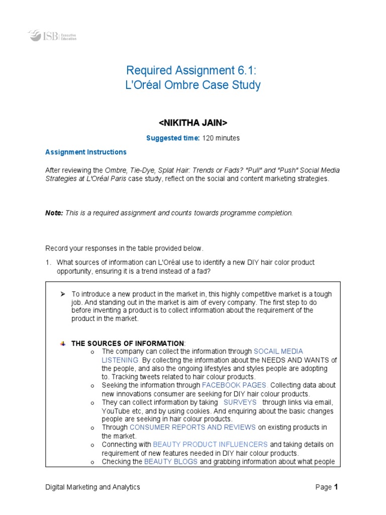 Nikitha Assignment 6 Completed | PDF | Digital Marketing | Marketing