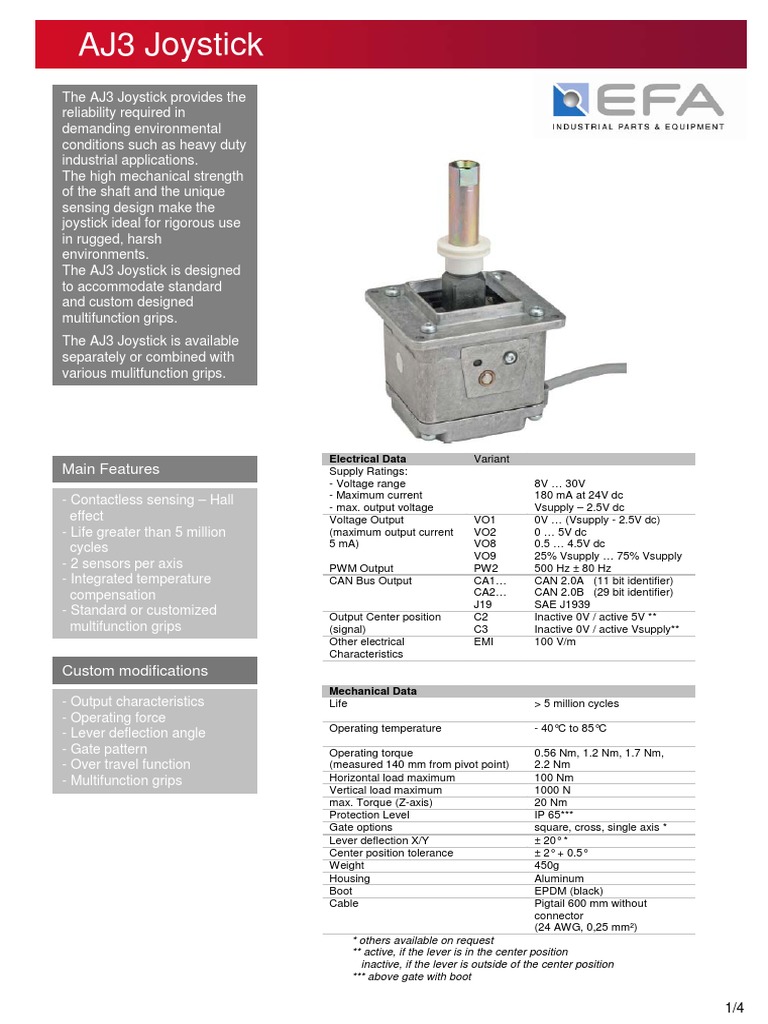 AJ3 Joystick: Main Features | PDF | Computer Engineering | Electronics
