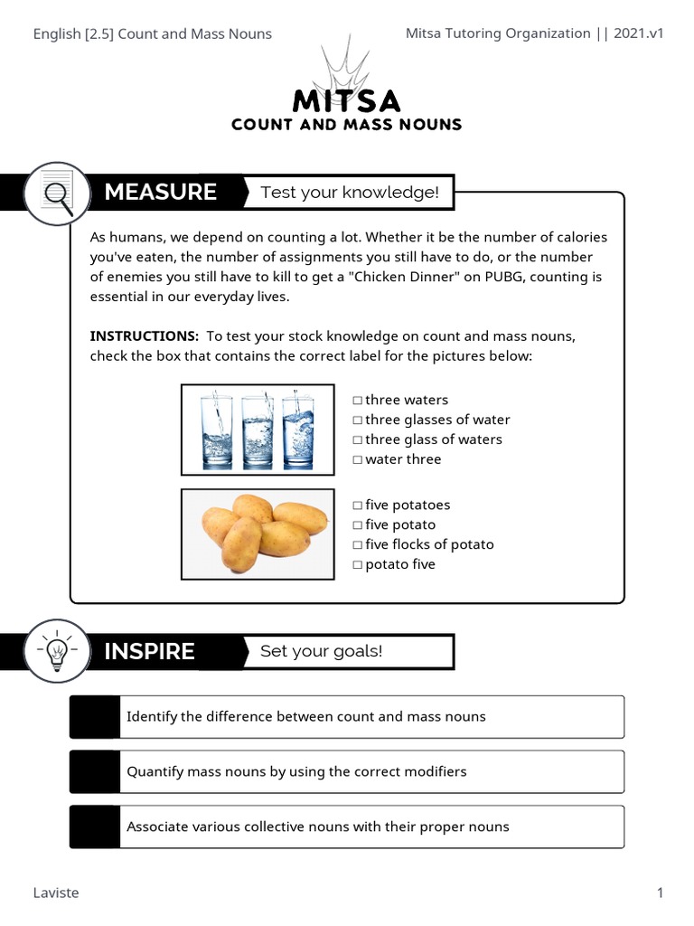 Count and Mass Nouns Explained | PDF | Noun | Plural