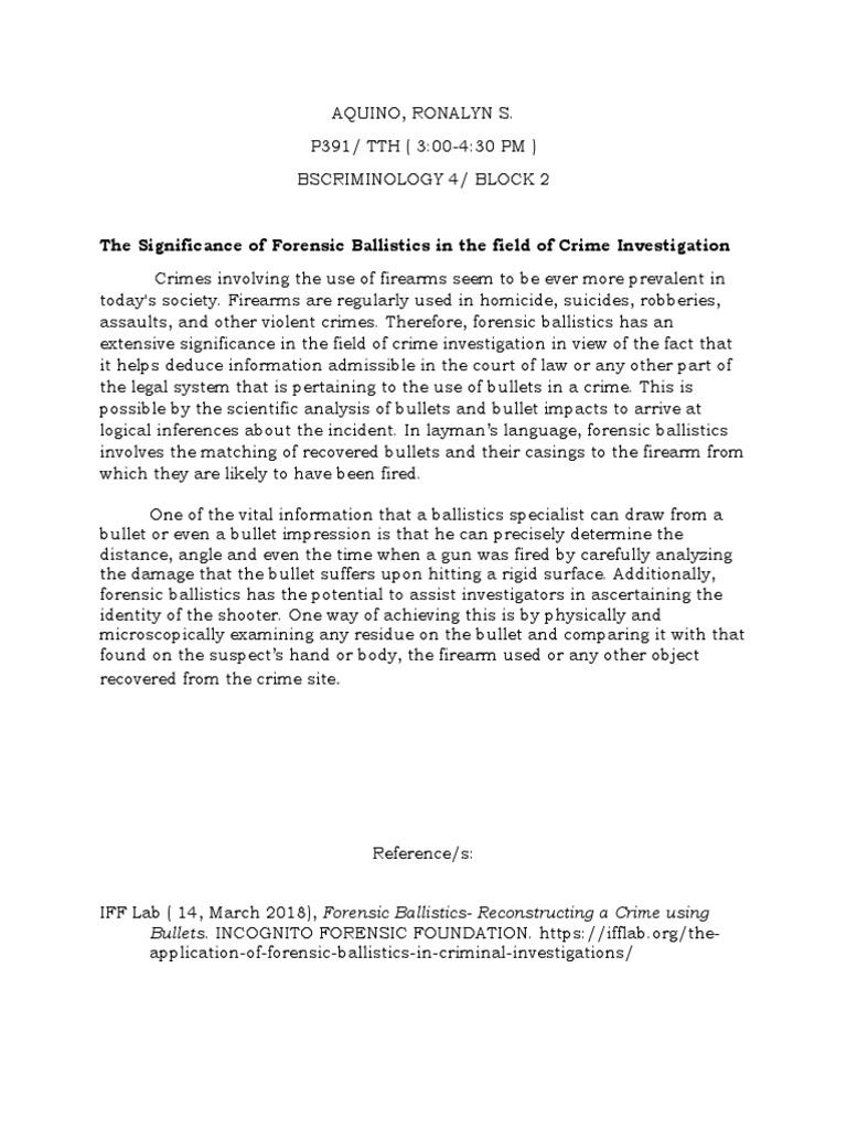 Forensic Ballistics - Midterm Activity | PDF | Social Science | Science ...