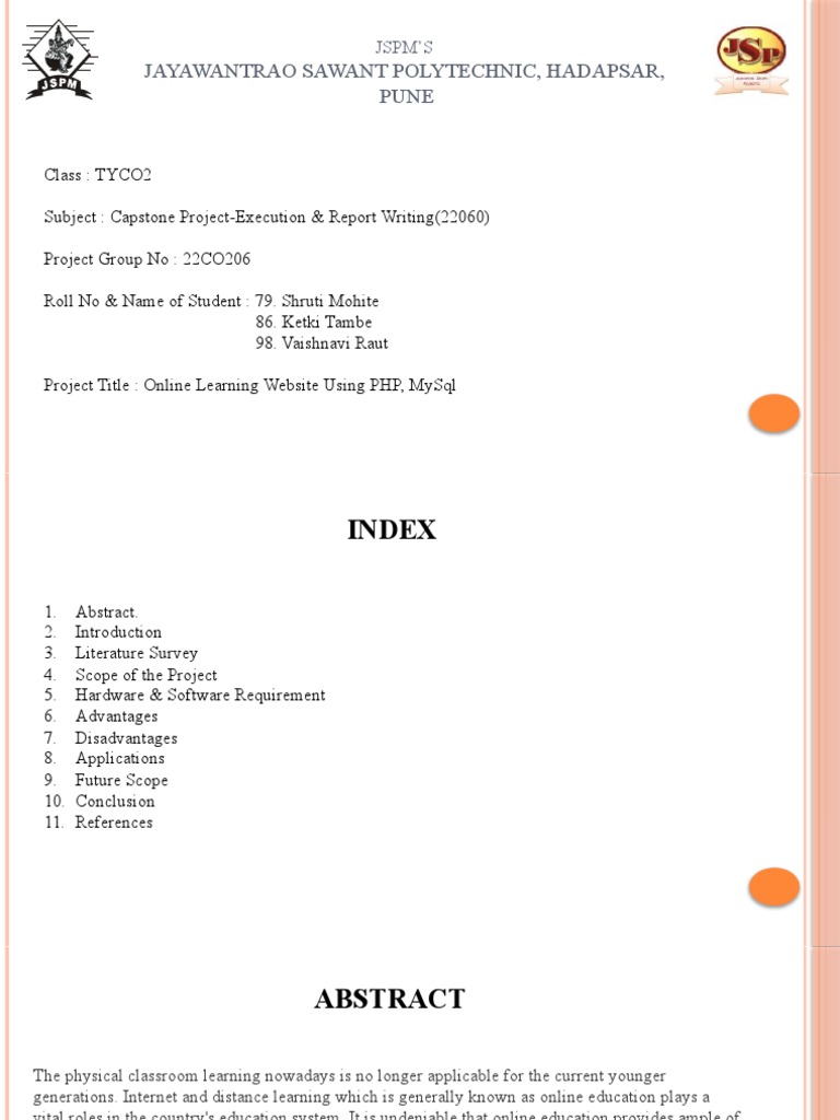 Online Learning Website Using PHP, MySql | PDF | Educational Technology ...