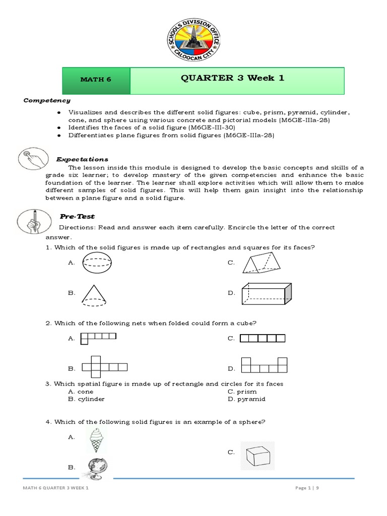 Math 6 QTR 3 Week 1 | PDF | Rectangle | Shape