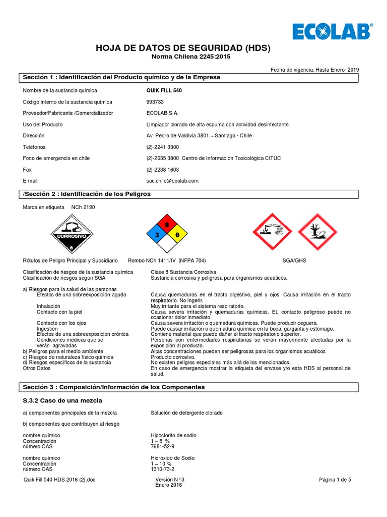Quik Fill 540 HDS Enero 2019 | PDF | Agua | Amoníaco