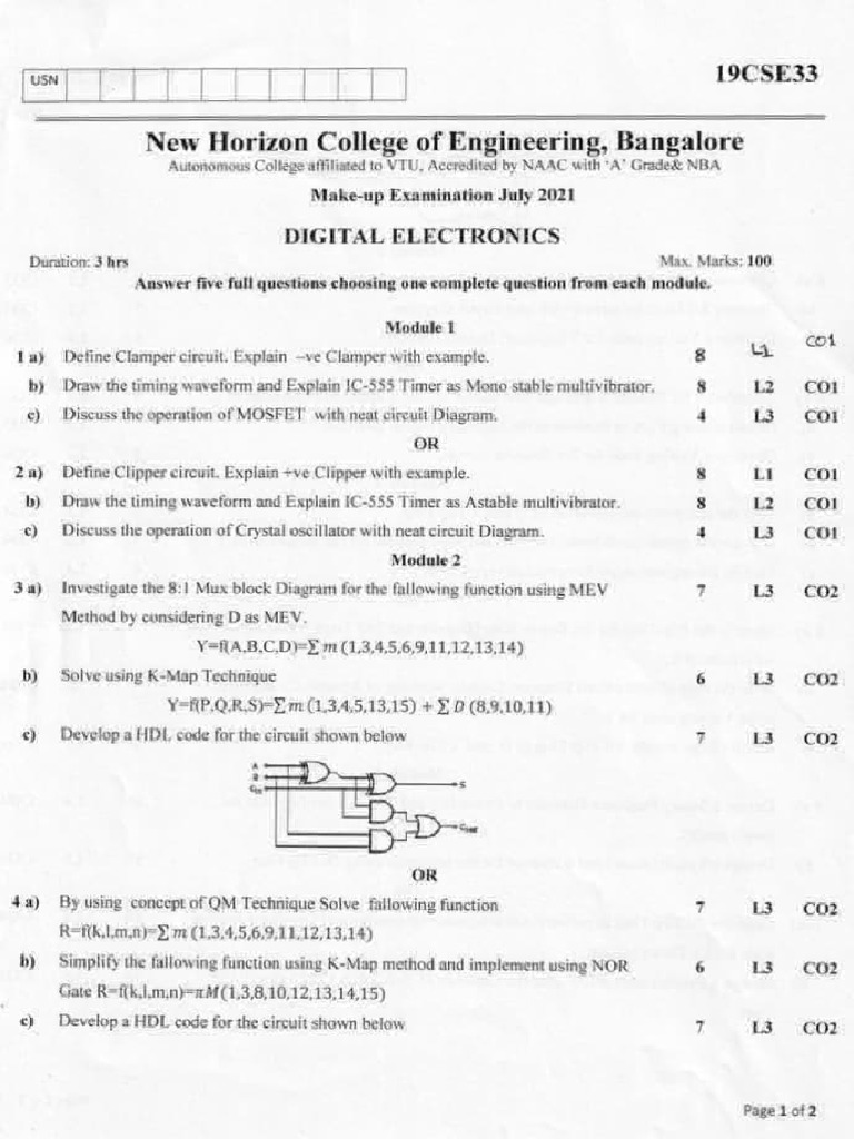 Digital Electronics Exam Paper - Nov 2025 | PDF | Computer Science ...