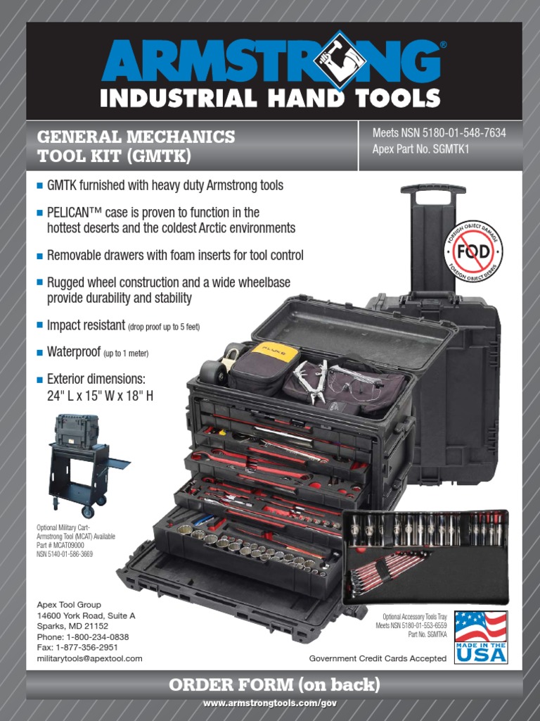 General Mechanics Tool Kit (GMTK) : Meets NSN 5180-01-548-7634 Apex ...