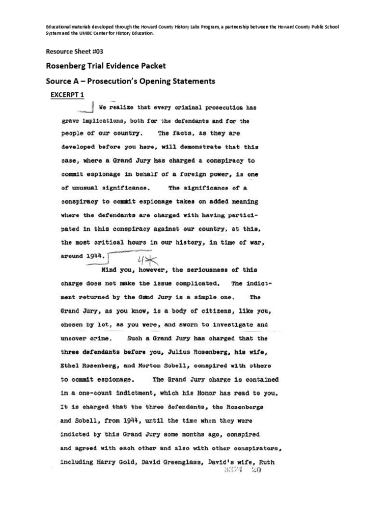 Rosenberg Trial Evidence Packet Source A - Prosecution's Opening ...