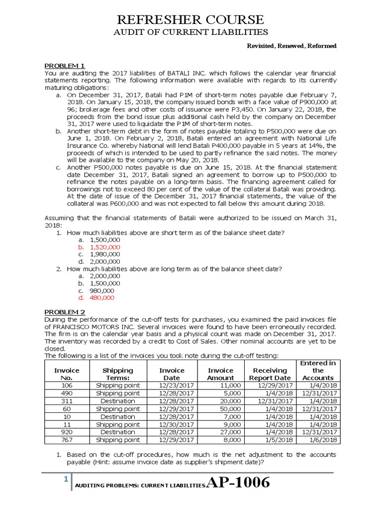 Audit of Current Liabilities | PDF | Bonds (Finance) | Loans