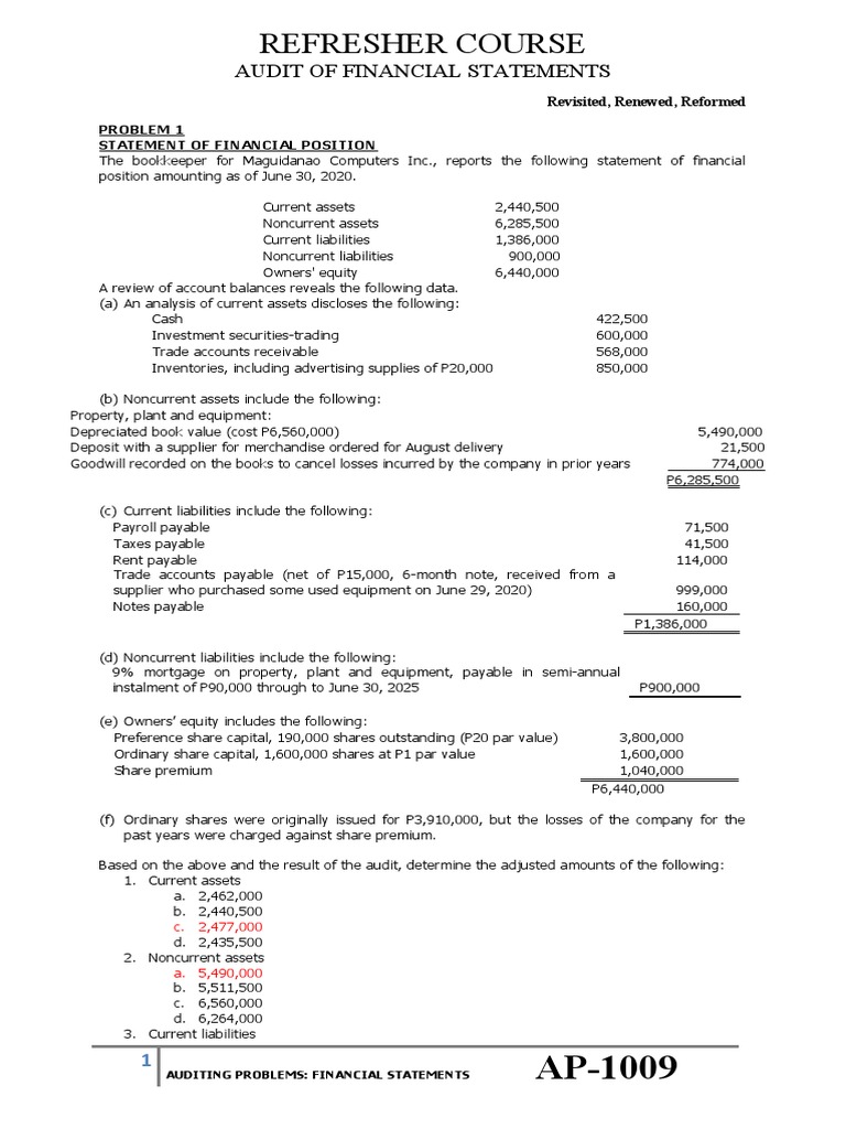 Audit of Financial Statements | PDF | Expense | Dividend