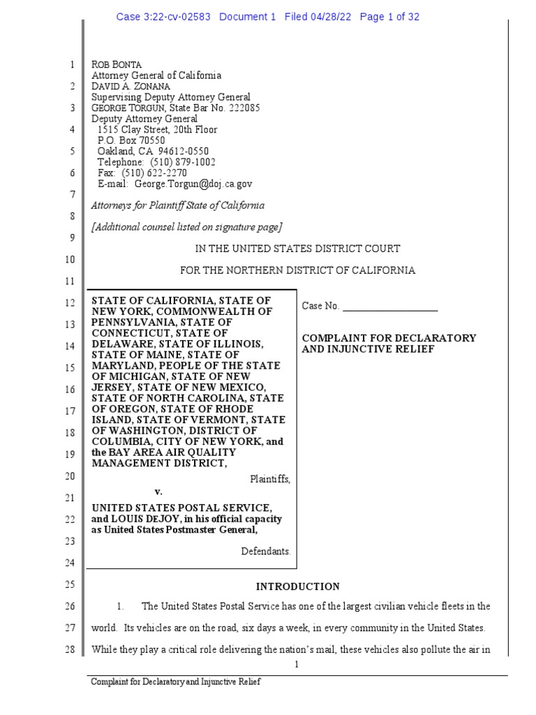 USPS Complaint | PDF | National Environmental Policy Act