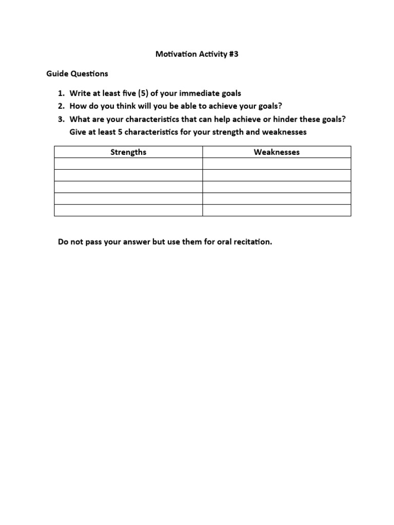 Motivation Activity 3 | PDF