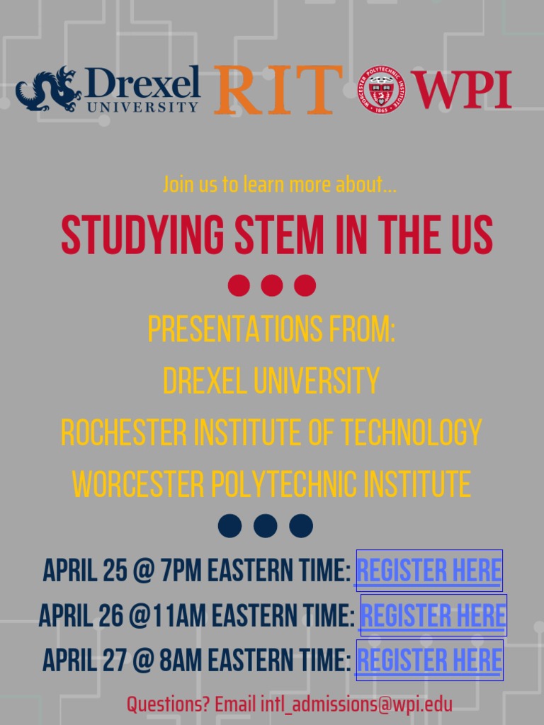 Drexel RIT WPI Studying STEM Flyer 2022 | PDF | Science & Mathematics ...