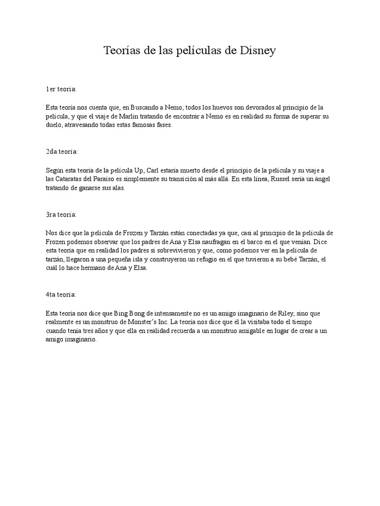 Teorías de Las Películas de Disney - Ensayo | PDF