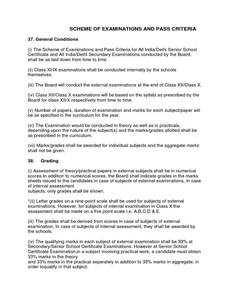 Scheme of Examinations and Pass Criteria | PDF | Test (Assessment ...