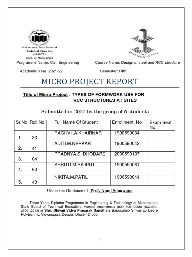 DSR Micro Project | PDF | Concrete | Materials