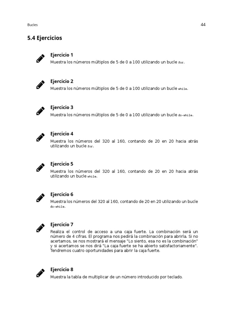 Ejercicios Bucles | PDF | Entero | Exponenciación