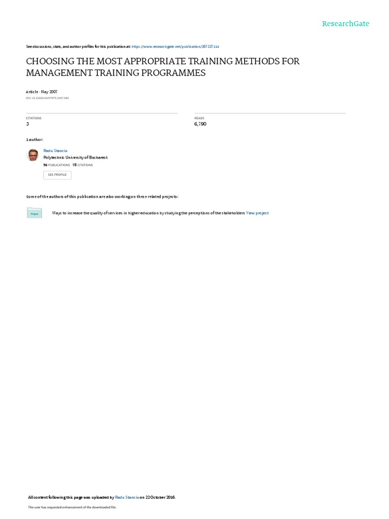 Choosing The Most Appropriate Training Methods For | PDF | Experience ...