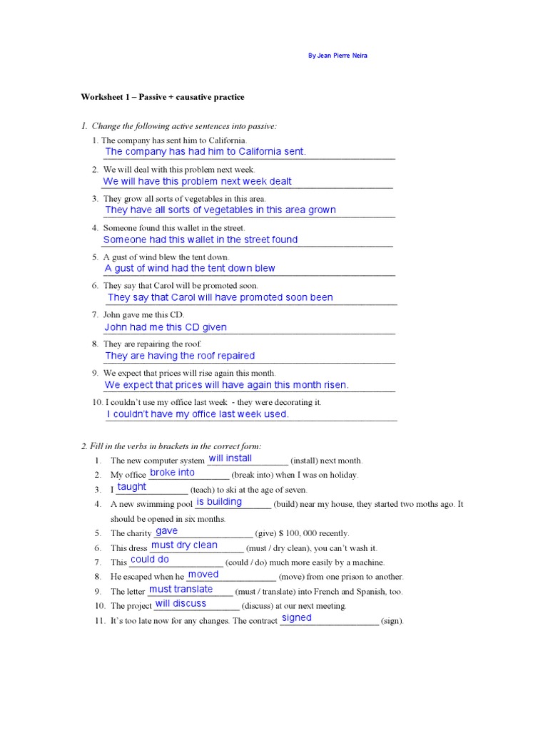 Causative and Passive Voice Exercises | PDF | Linguistics | Languages