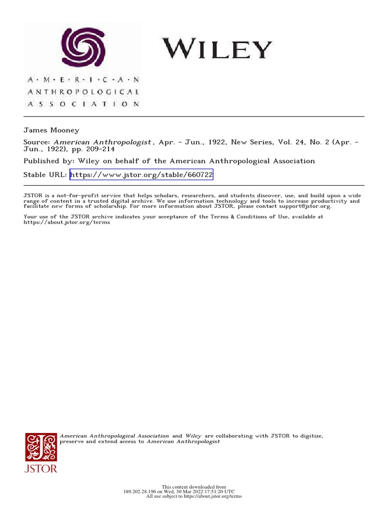 James Mooney - in Memoriam | PDF | Cherokee | Anthropology