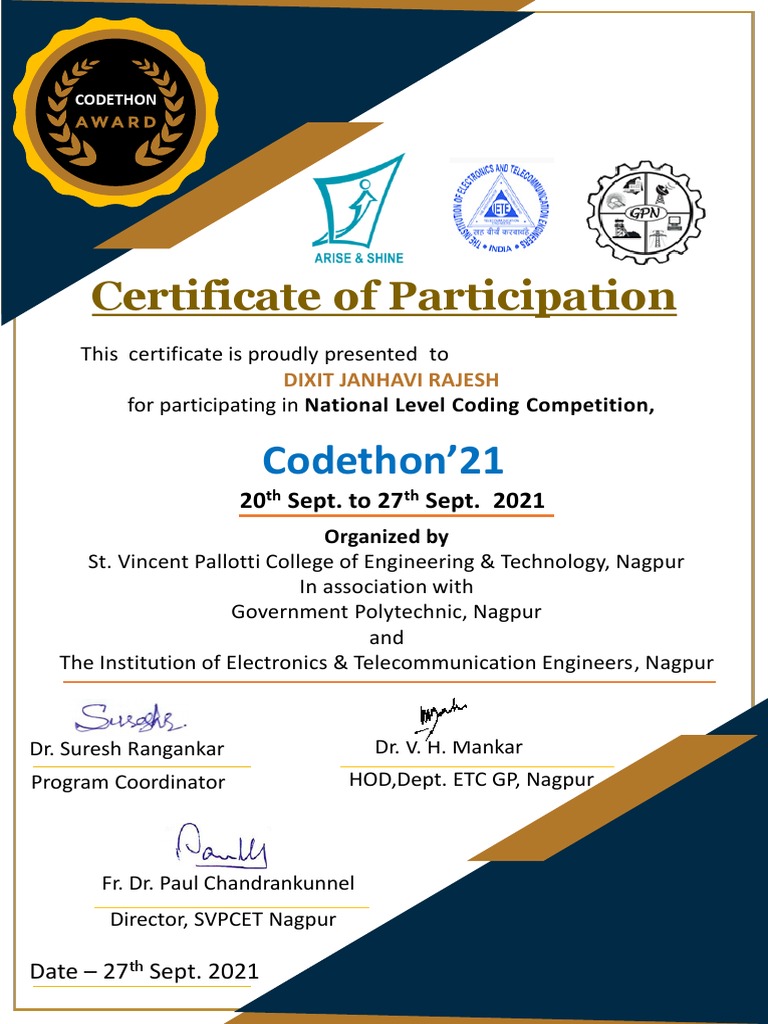 Codethon Certificate | PDF | Computers