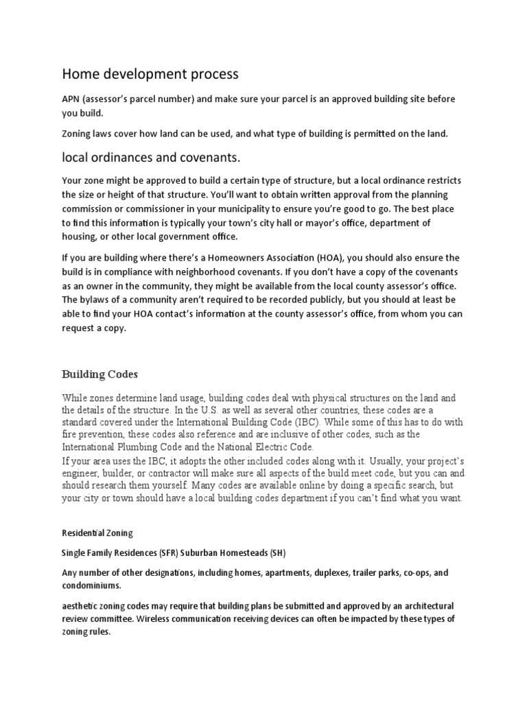 Home Development Process | PDF | Plumbing | Building Code