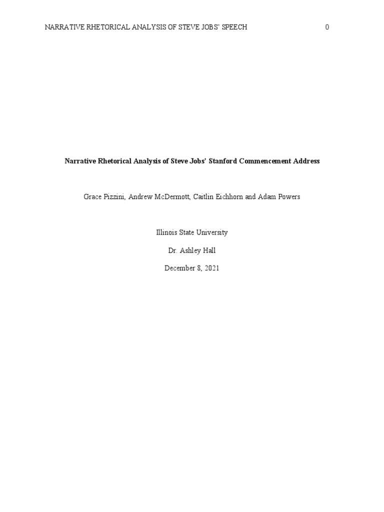 Rhetorical Analysis of Jobs' Commencement Speech | PDF | Narrative ...