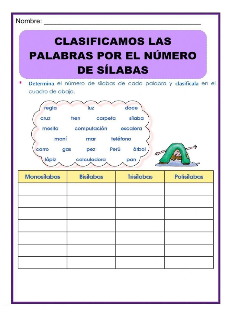Clasificación de Sílabas. | PDF