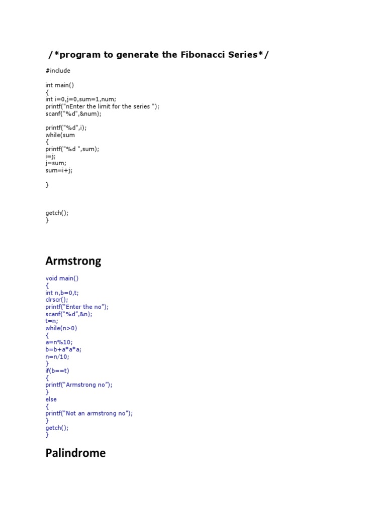 Program To Generate The Fibonacci Series Pdf Teaching Methods And Materials
