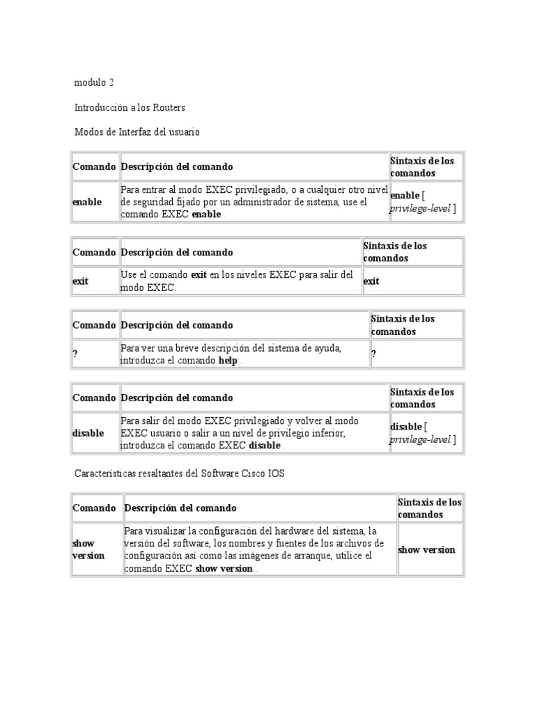 Manual de Los Comandos de CISCO CCNA | PDF | Enrutador (Computación) | Dirección IP
