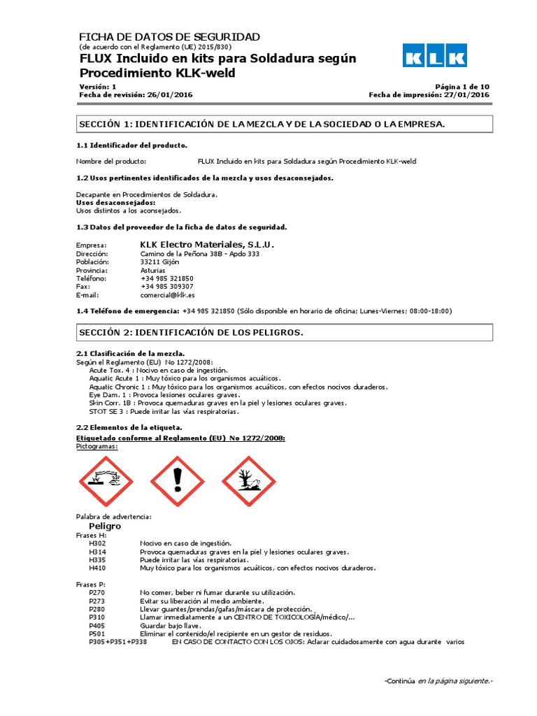 Fds Flux | PDF | Residuos | Toxicidad