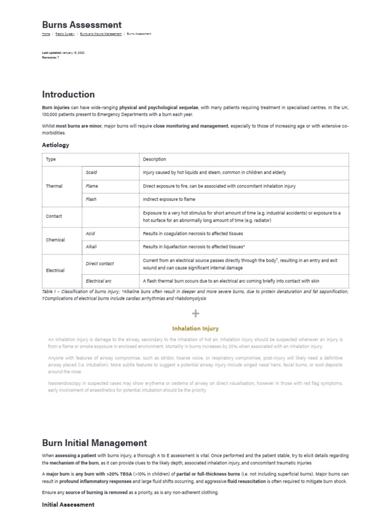 Burns Assessment | PDF | Burn | Hypothermia