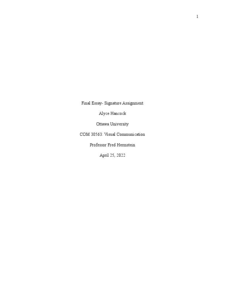Final Essay - Signature Assignment | PDF | Persuasion | Psychological ...