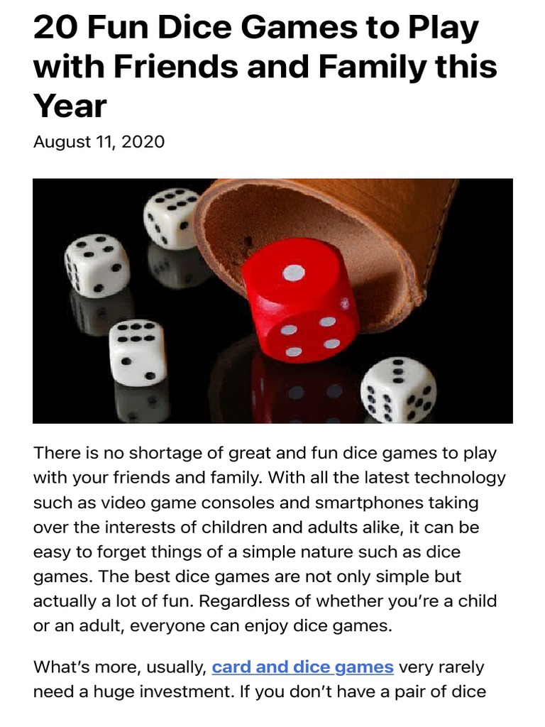 20 Fun Dice Games To Play With Friends and Family This Year - Fun-Attic ...