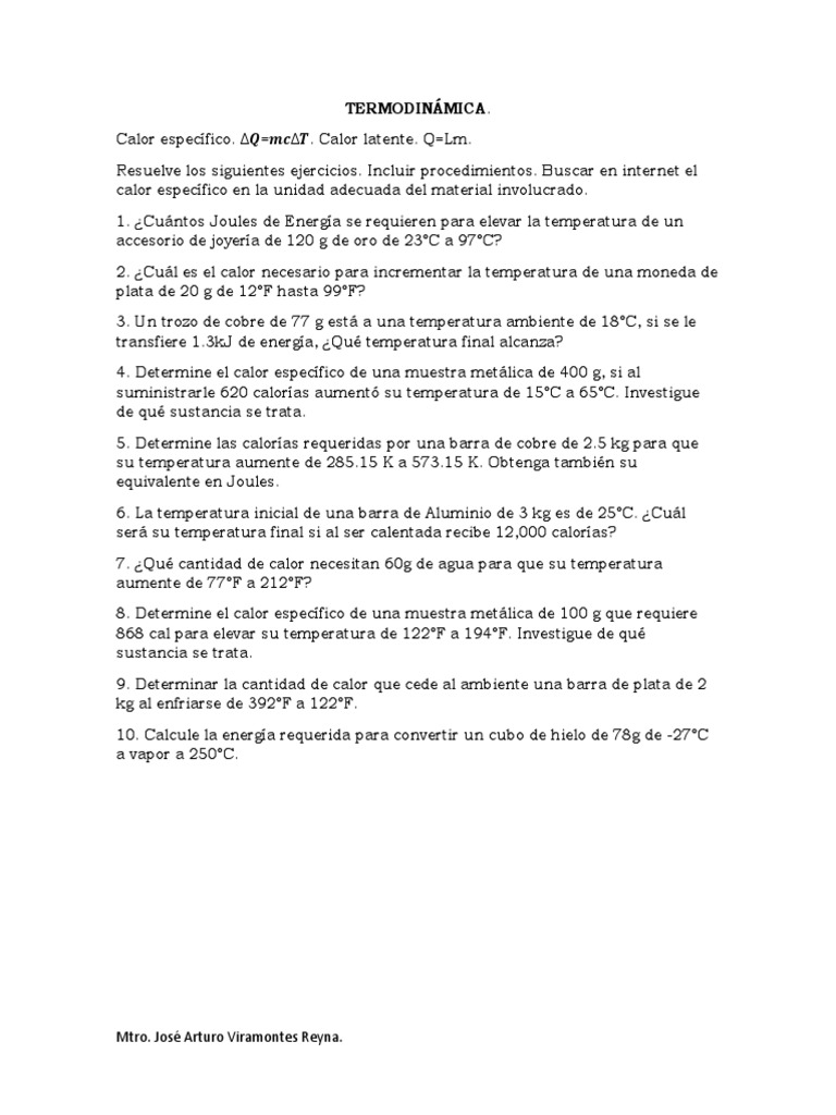 Calor Específico. | PDF