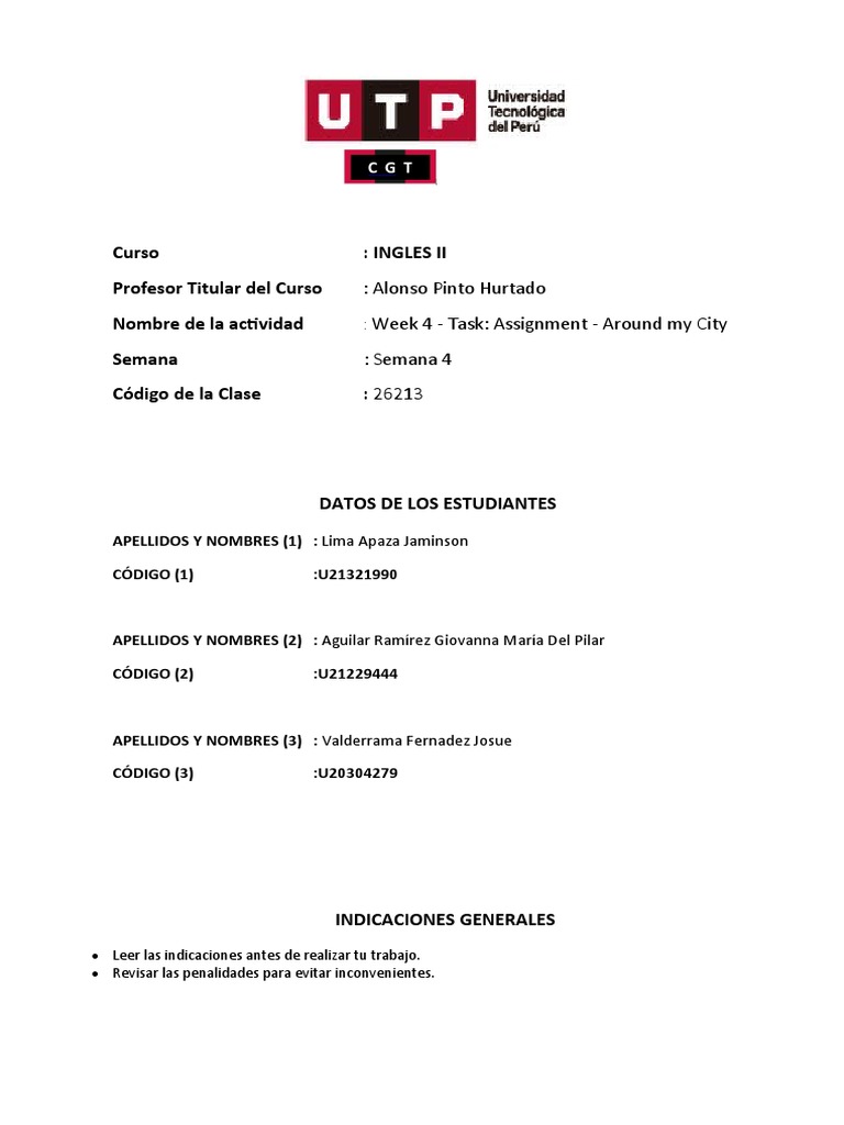 Week 4 - Task Assignment - Around My City | PDF