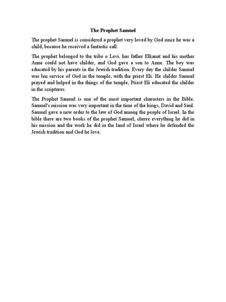 The Life and Legacy of Prophet Samuel | PDF | Social Science | Religion ...