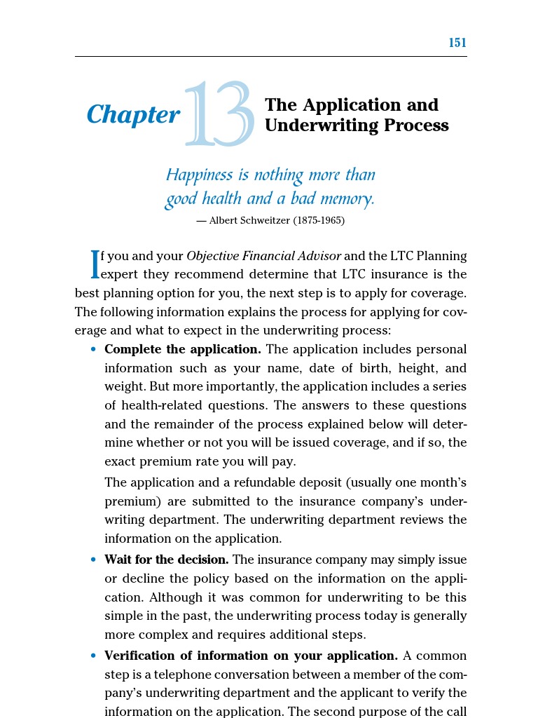 Chapt 13 1-11 The Application and Underwriting Process | PDF ...