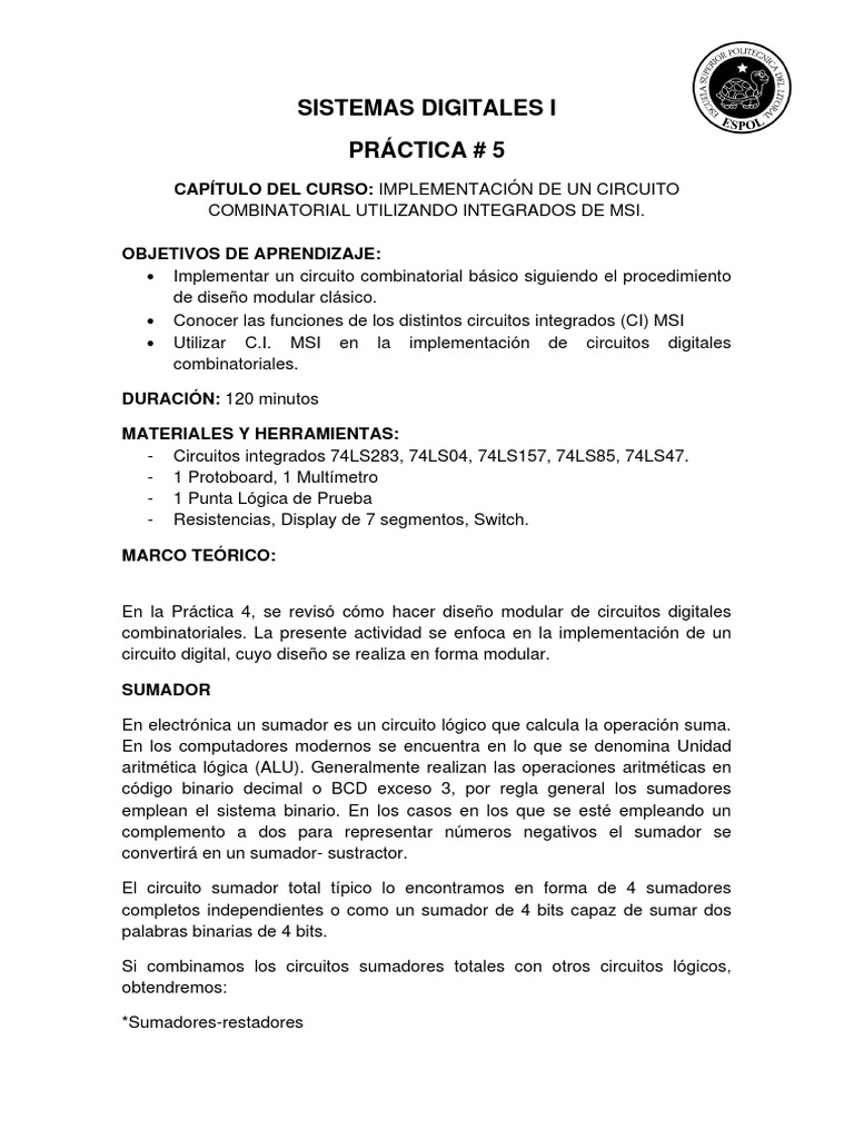 Practica 5 | PDF | Poco | Decimal codificado en binario