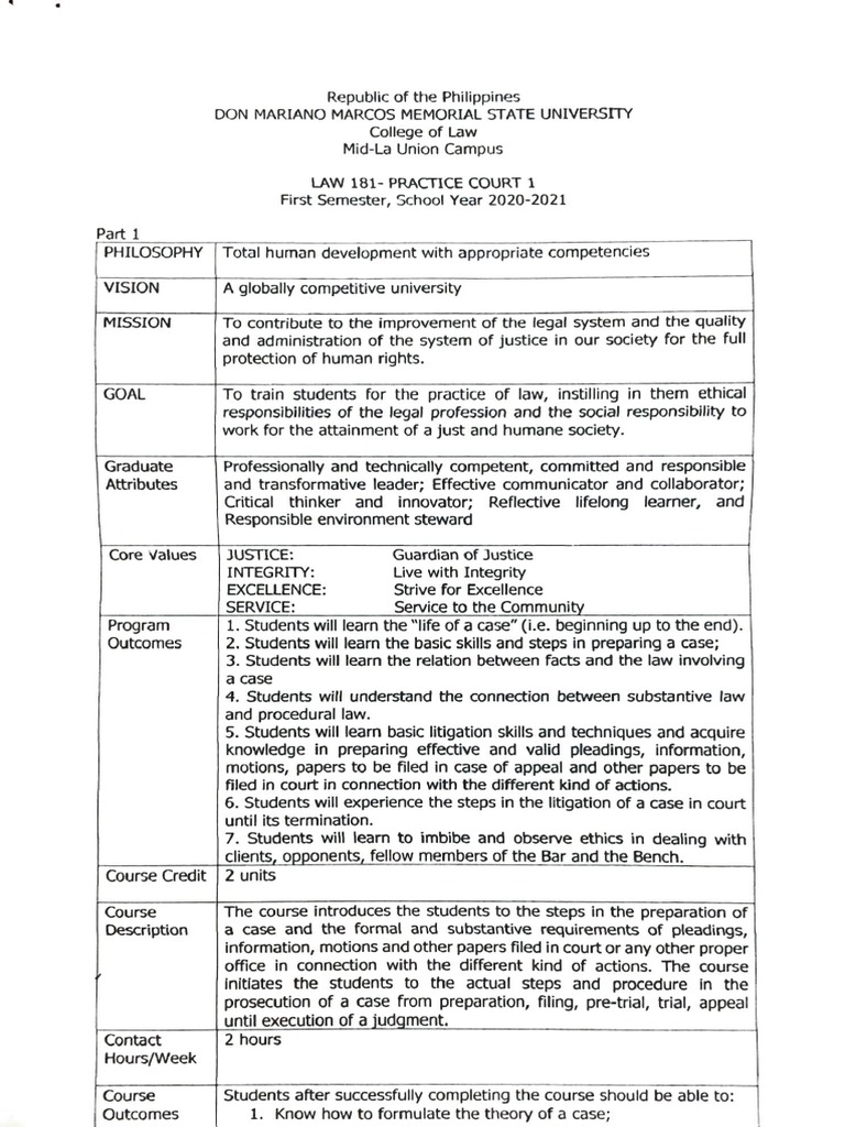 Law Practicum 01 Syllabus | PDF | Lawsuit | Trials