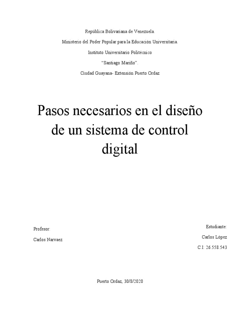 Pasos para Diseñar un Sistema de Control | PDF | Sistema de control ...