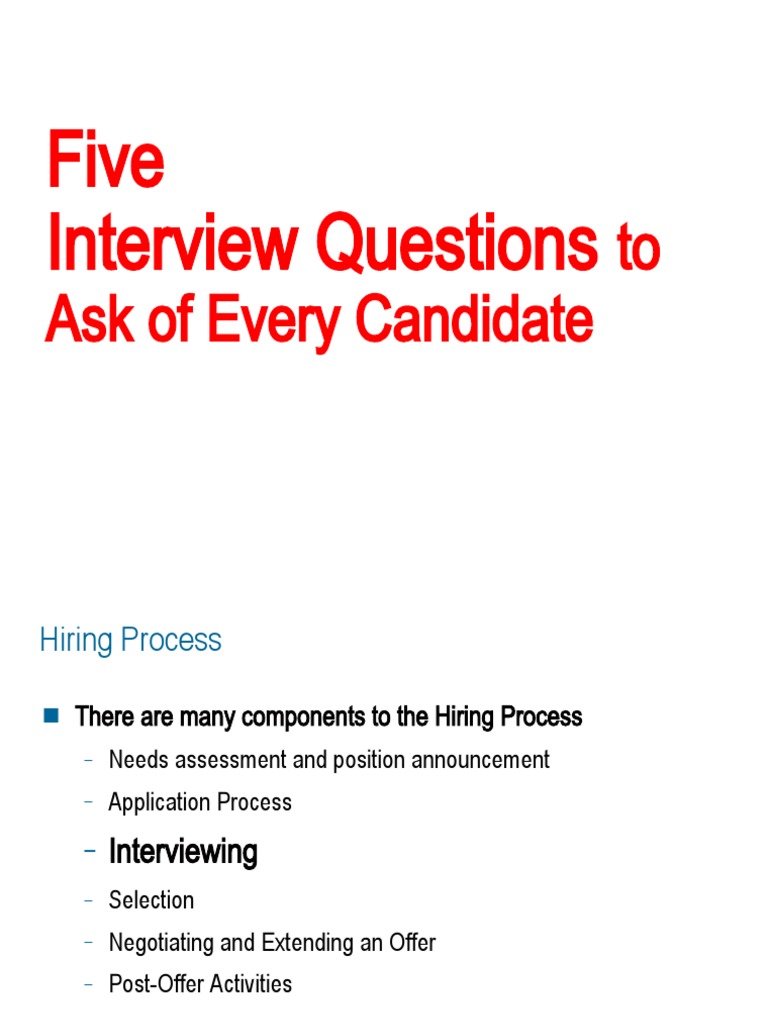 Five Essential Interview Questions and How to Ask Them Lawfully | PDF ...