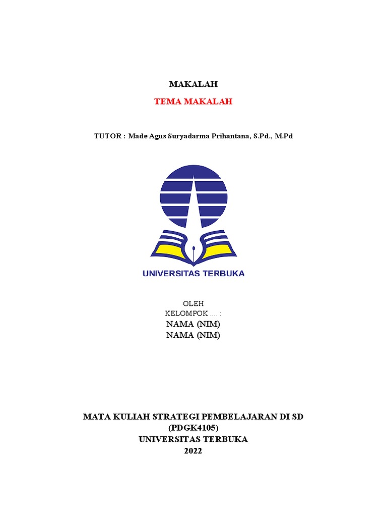 Template Makalah Tugas UT | PDF