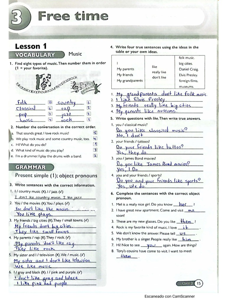UNIT 3. Free Time. Lesson 1,2,3, Vocabulary PLUS | PDF