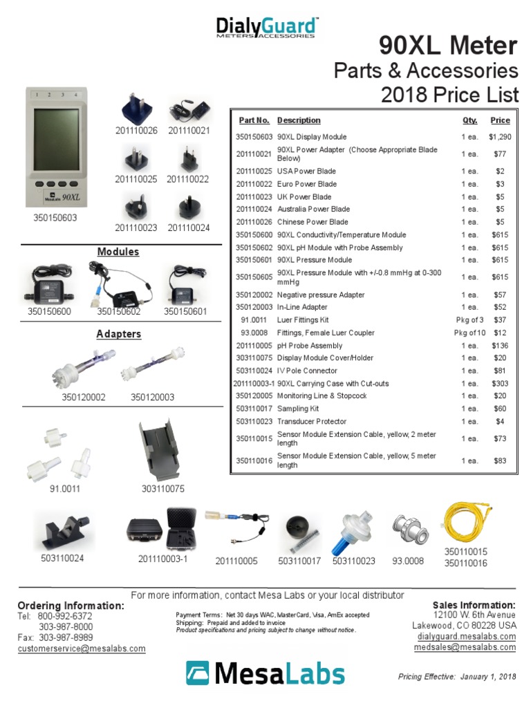 90XL Meter: Parts & Accessories 2018 Price List | PDF | Electrical ...