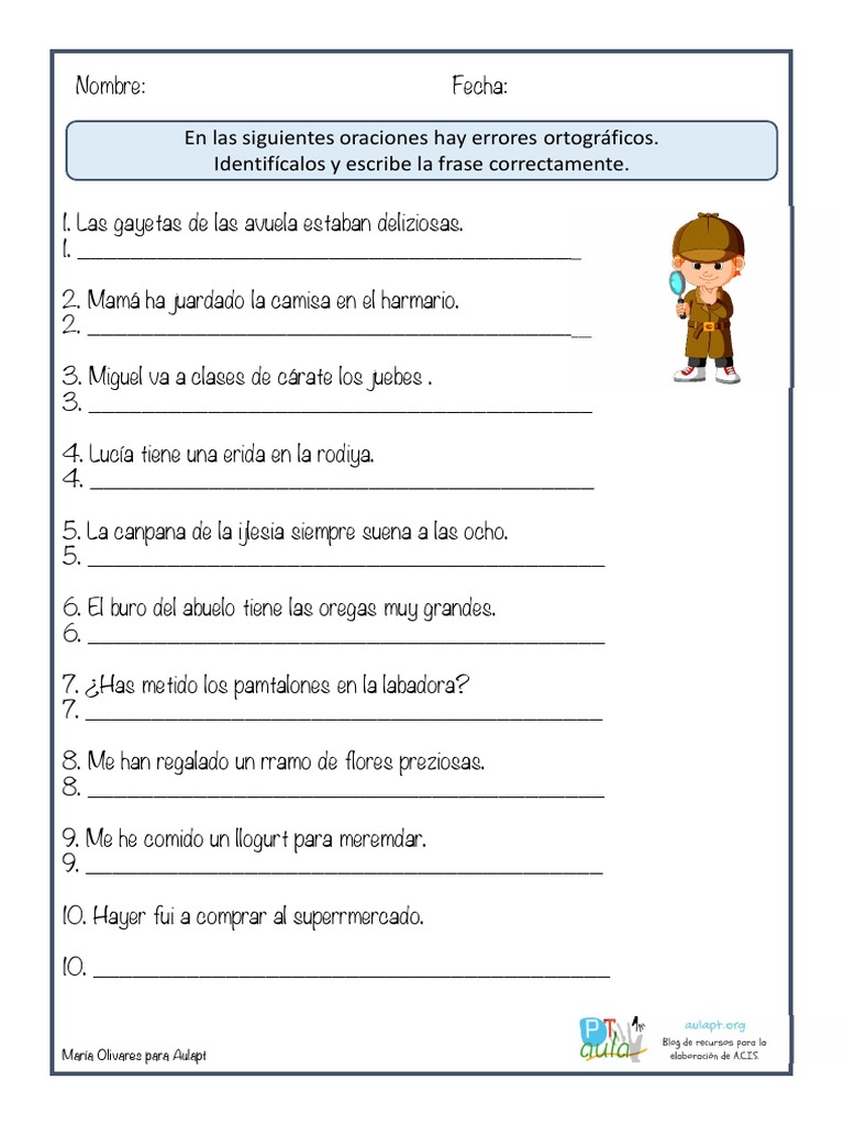 Errores Ortograficos en Frases | PDF