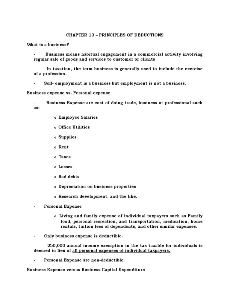 Chapter 13 Principles of Deductions | PDF