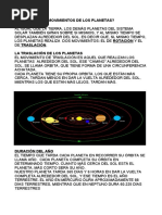 Rotación y Traslación de Planetas | PDF | Sistema solar | Planetas